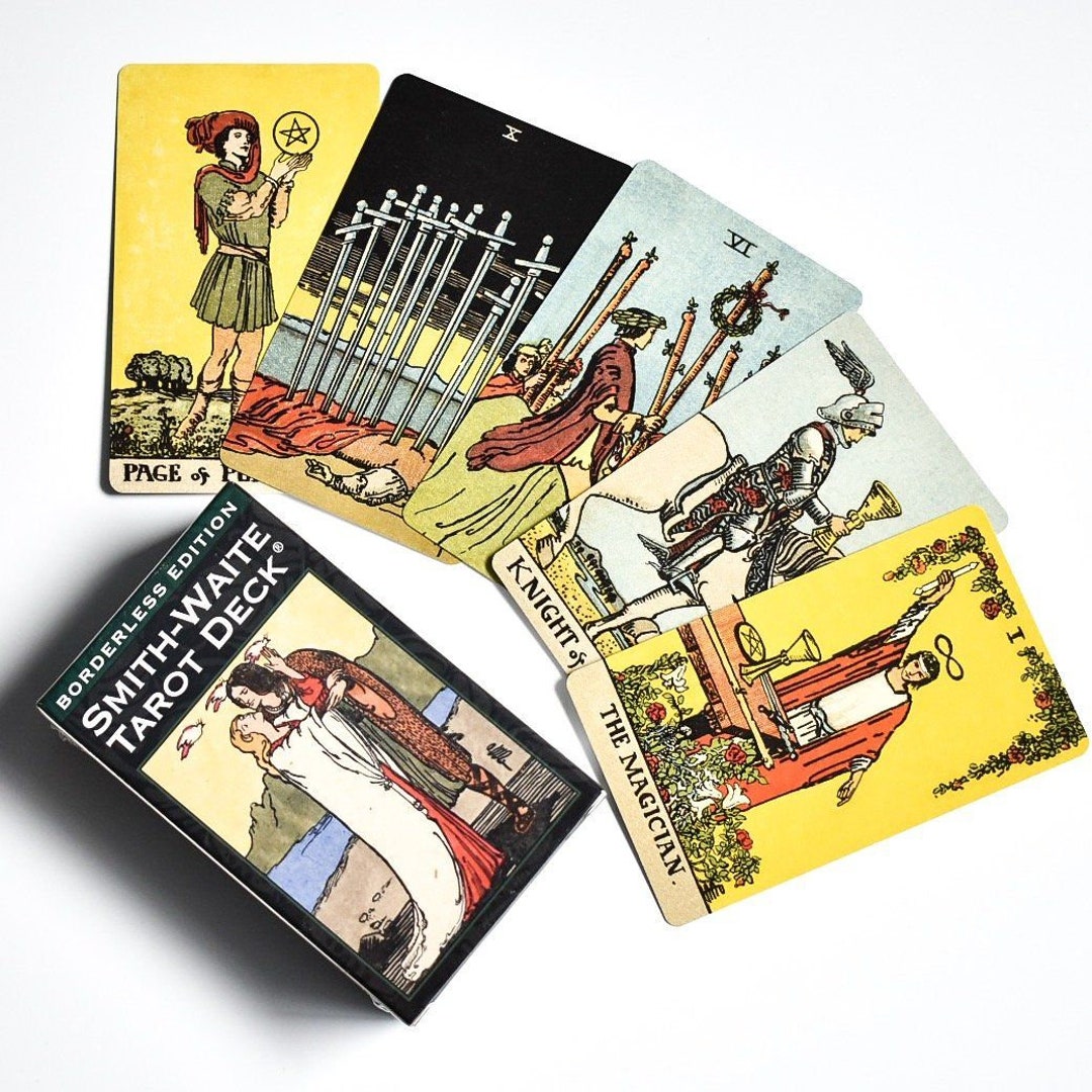 Smith-waite Borderless Tarot Deck Cartomancy Divination Tool Oracle Cards Major Arcana Guide ...