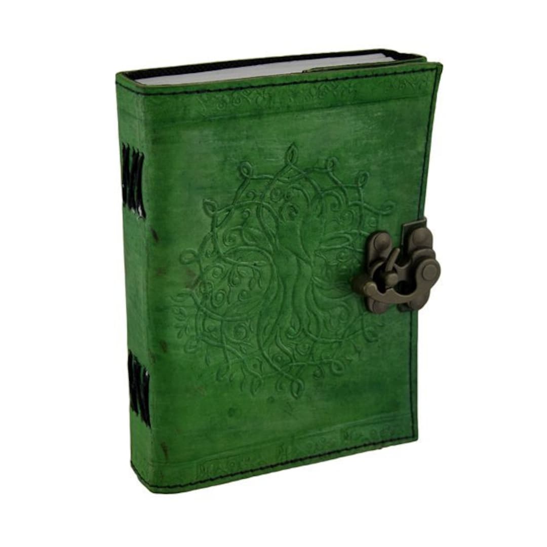 5 X 7 Green Tree of Life Leather W/ Latch Sacred Writing Book Occult ...