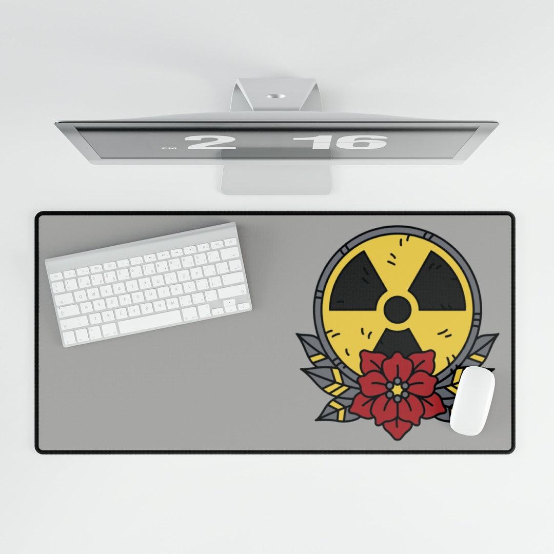 Radiation Symbol With Flowers Desk Mat, Gamer Gift Idea, Mouse Pad for ...