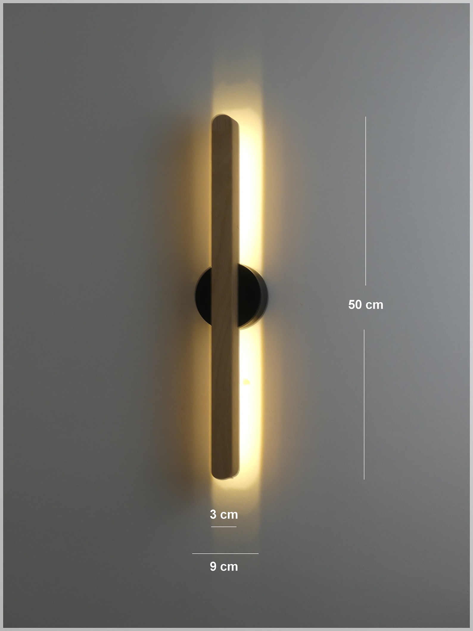 Vertical Wall Light in Natural and Black Wood Minimalist Decoration - Etsy