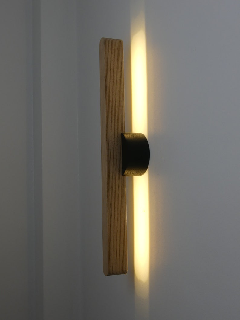 Vertical Wall Light in Natural and Black Wood Minimalist - Etsy