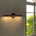 Horizontal Wall Light in Natural Wood and Minimalist Black Decoration ...