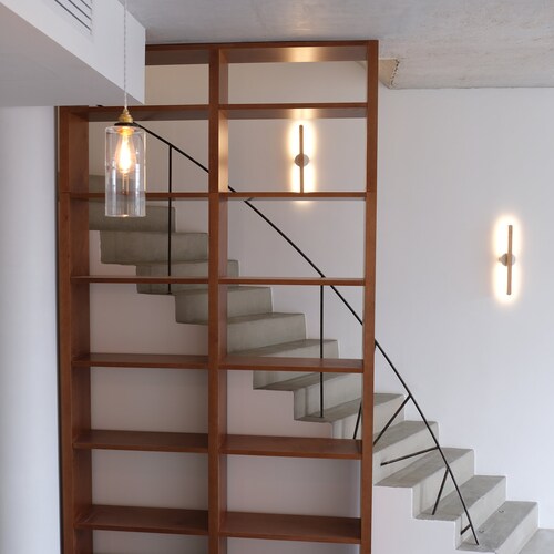 Horizontal Wall Light in Natural Wood and Minimalist Black - Etsy