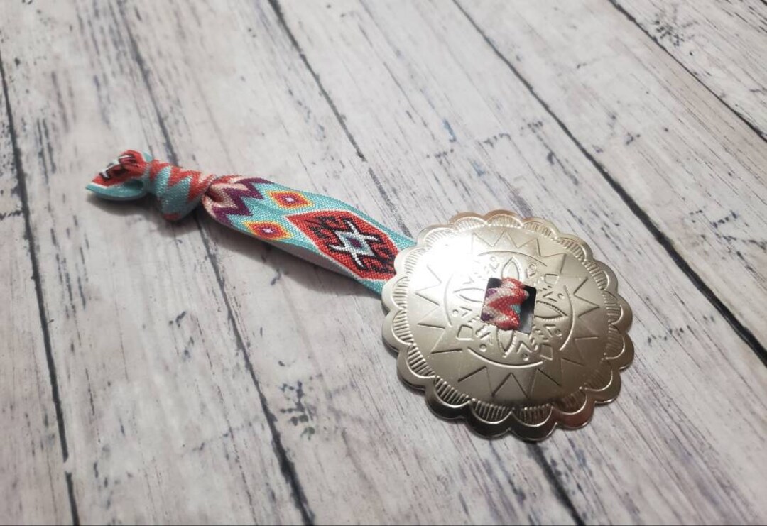 Concho Western Serape Tribal Print Elastic Hair Tie, Cowgirl Hair ...