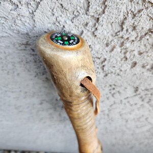 Handcrafted Walking Stick / Alderwood (spalted) Hiking Stick / Compass ...