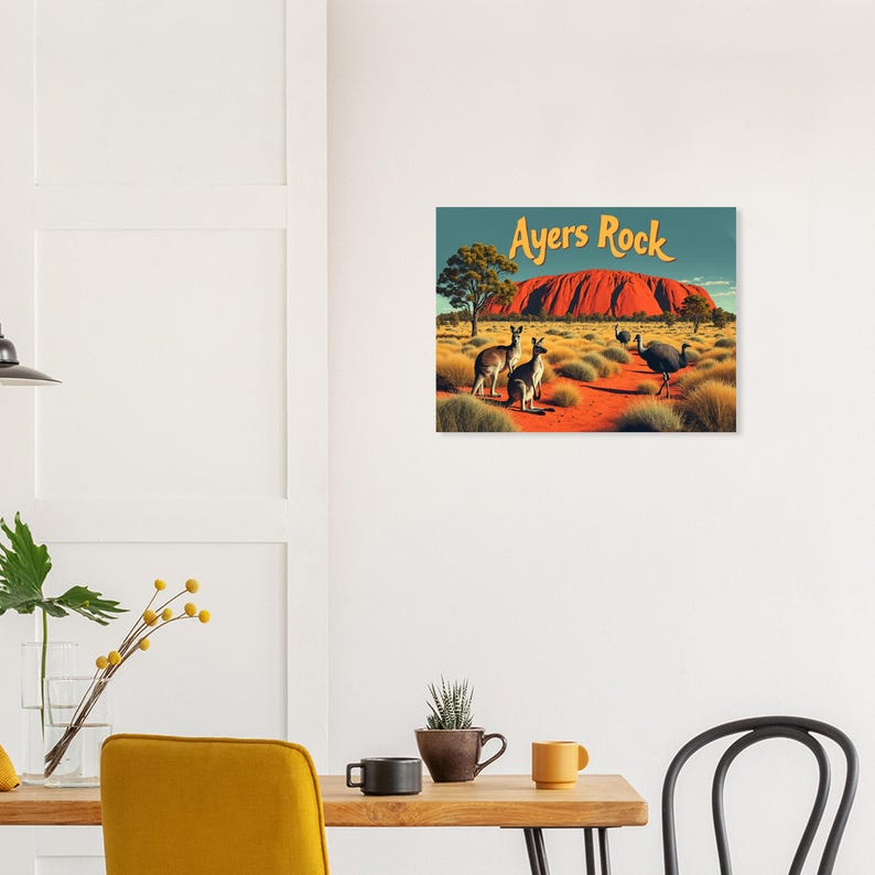 Ayers Rock - Retro Travel Poster on Premium Matte Paper - Etsy