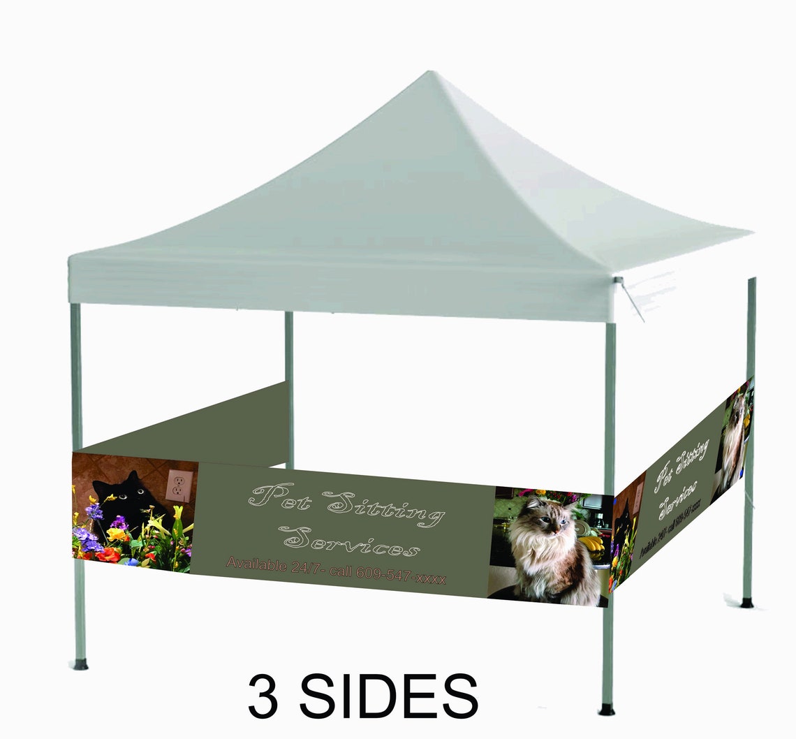 Extra long wrap valance banner 3 side banner for 10x10 | Etsy