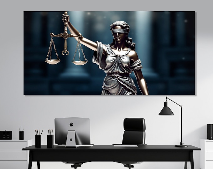 Lady Justice Wall Decor, Justitia Goddess Canvas Print, Goddess of ...