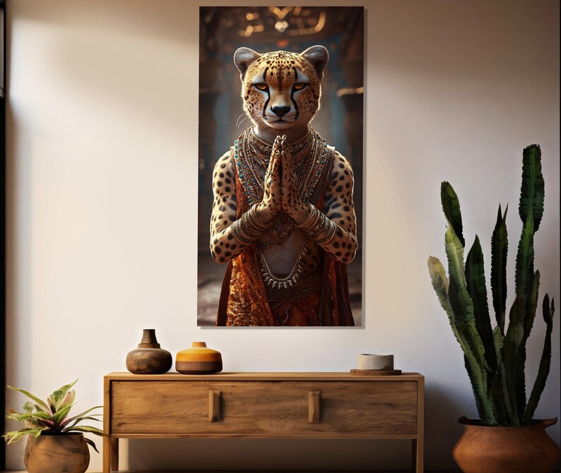Cheetah in Indian National Dress Canvas Print, Animals Wall Art ...
