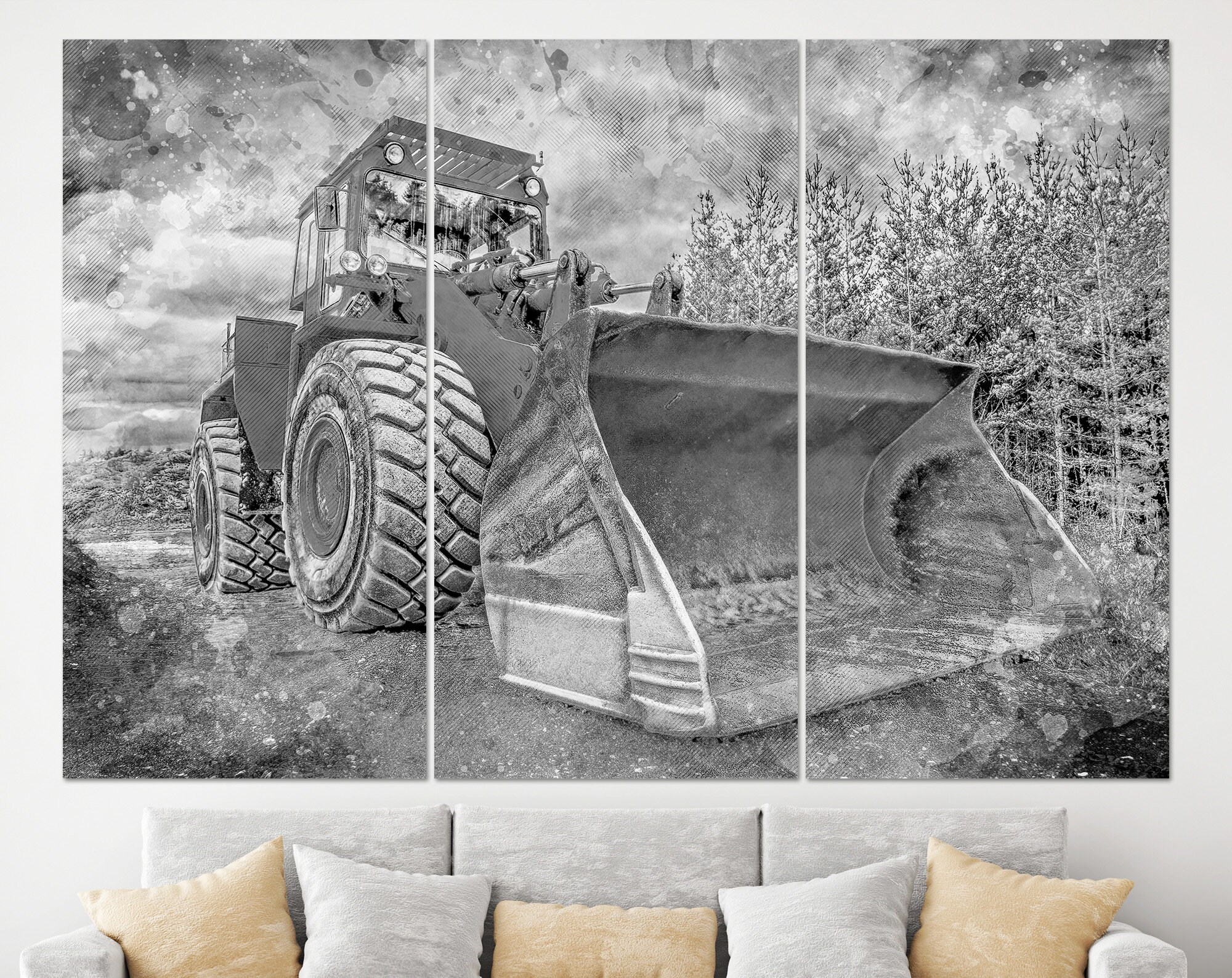 Wheel Loader Canvas Print, Wheel Loader Driver Gift, Farm Wall Art ...