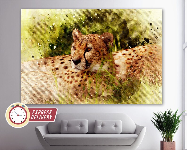 Abstract Cheetah Canvas Print Cheetah Paintings Cheetah - Etsy