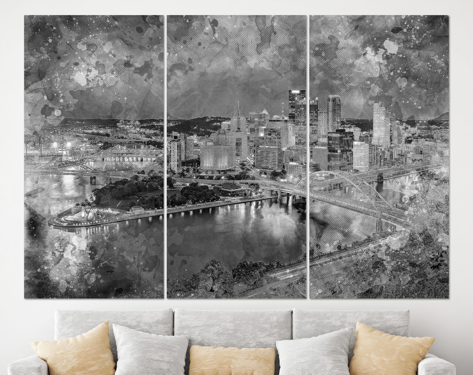 Pittsburgh Skyline, Pittsburgh Canvas Print, Pittsburgh Wall Art ...