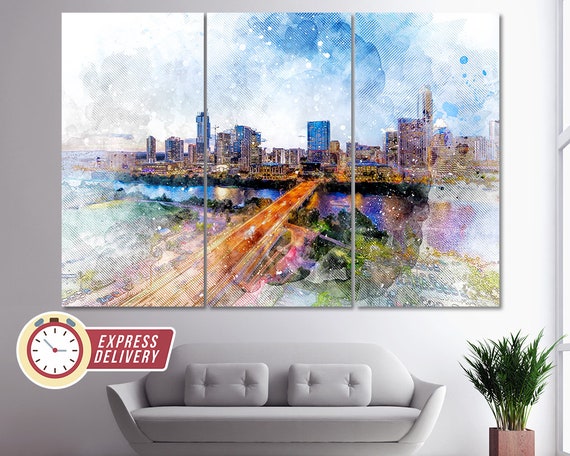 Austin Skyline Canvas Art Austin Print Austin Wall Art | Etsy