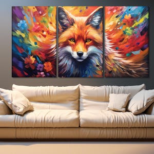 Majestic Fox Painting Printed on Canvas, Abstract Fox Canvas Print, Fox ...