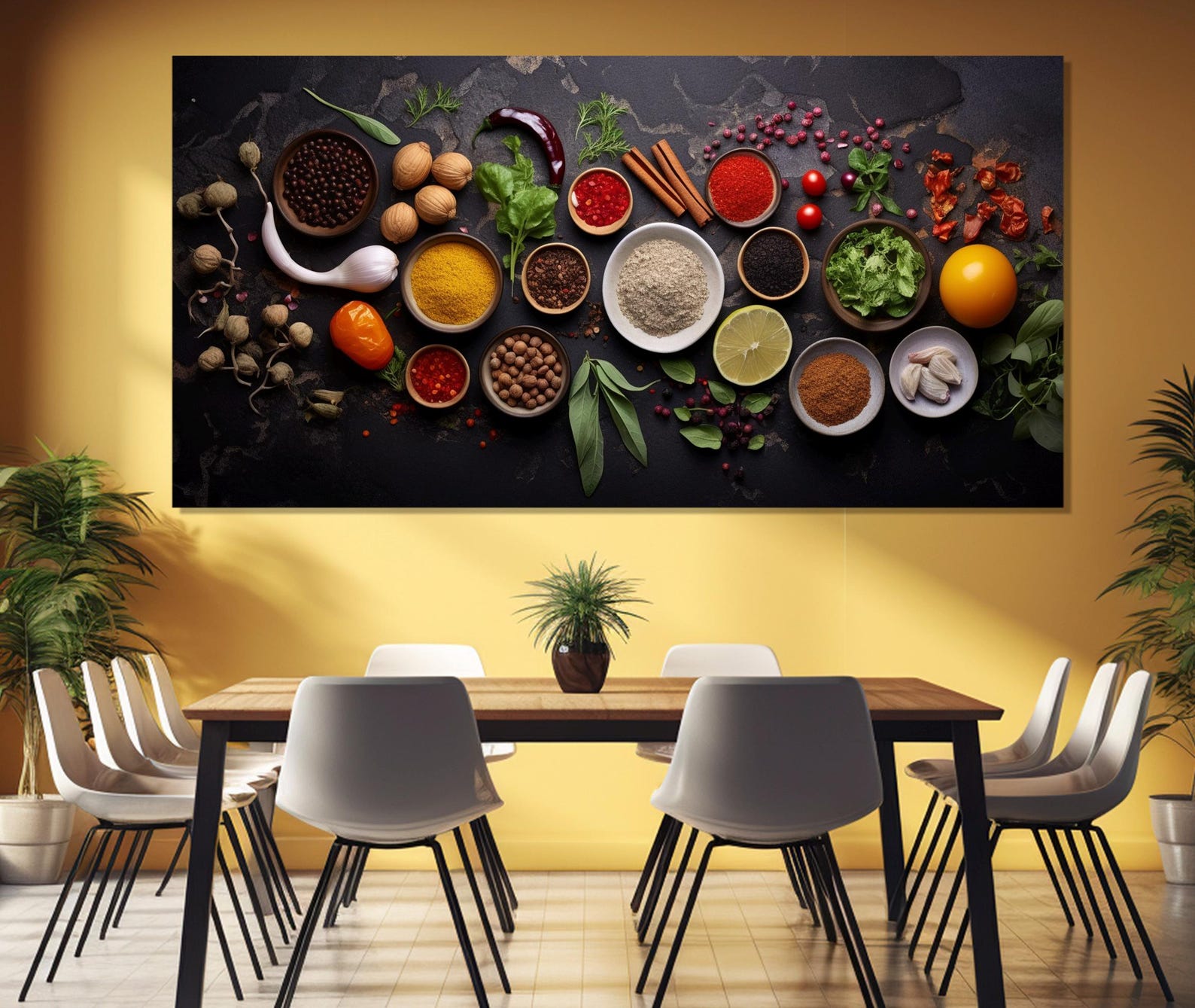 Spices Wall Art, Indian Spices and Herbs Canvas Print, Healthy Food ...