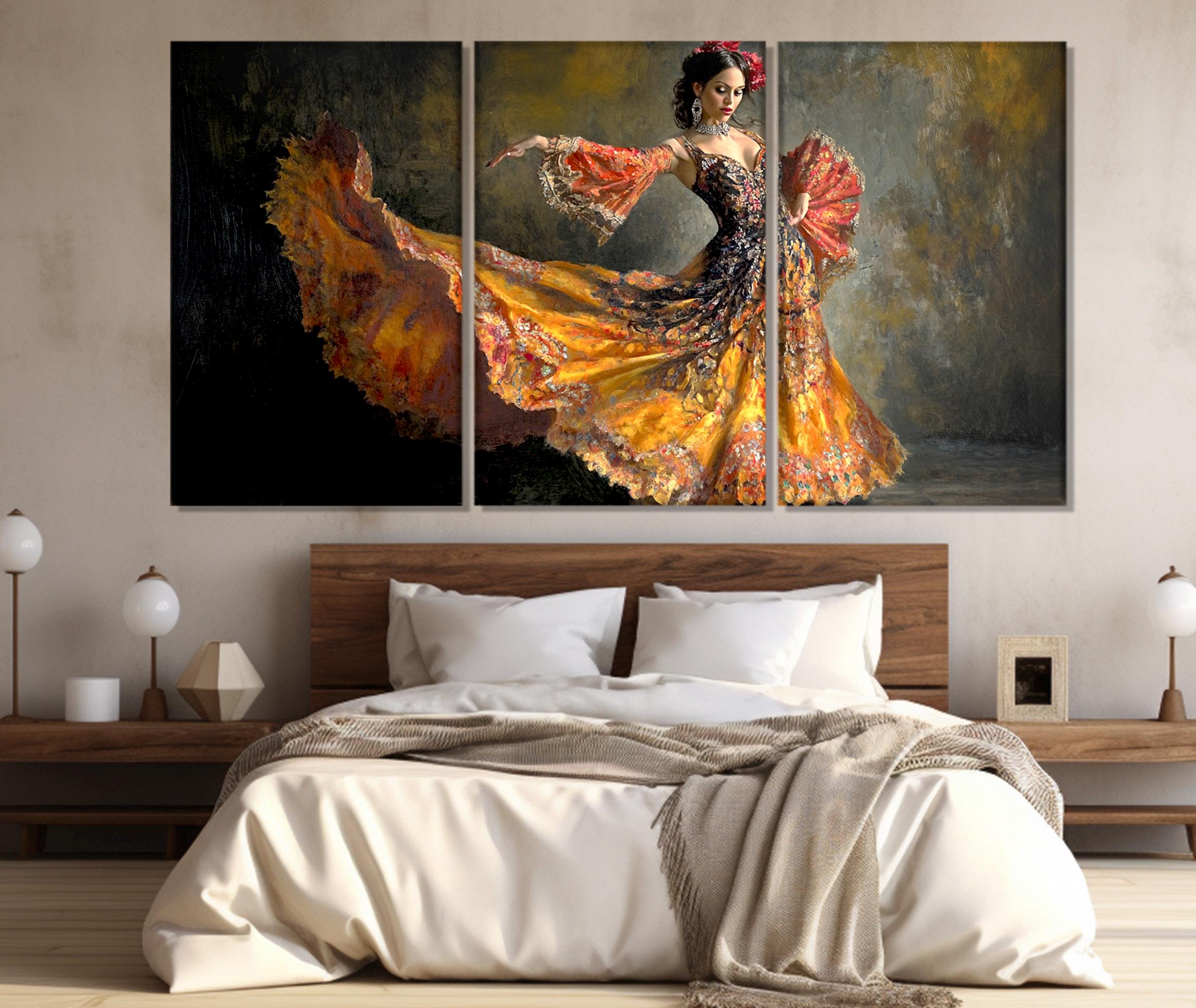 Spanish Woman in Ornate Dress Canvas Print, Spanish Dance Painting ...