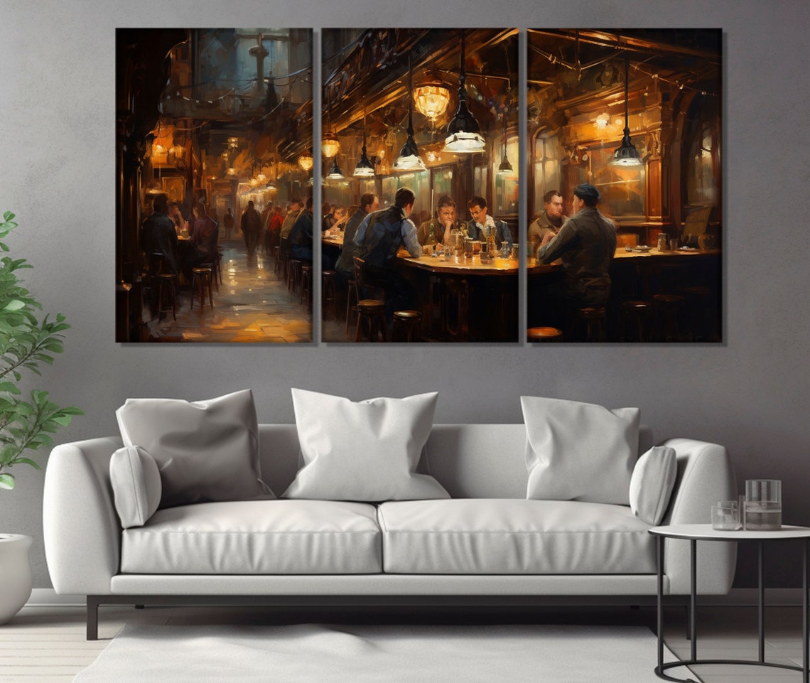 Vintage Pub Painting Printed on Canvas, Irish Pub Wall Art, Irish Gift ...
