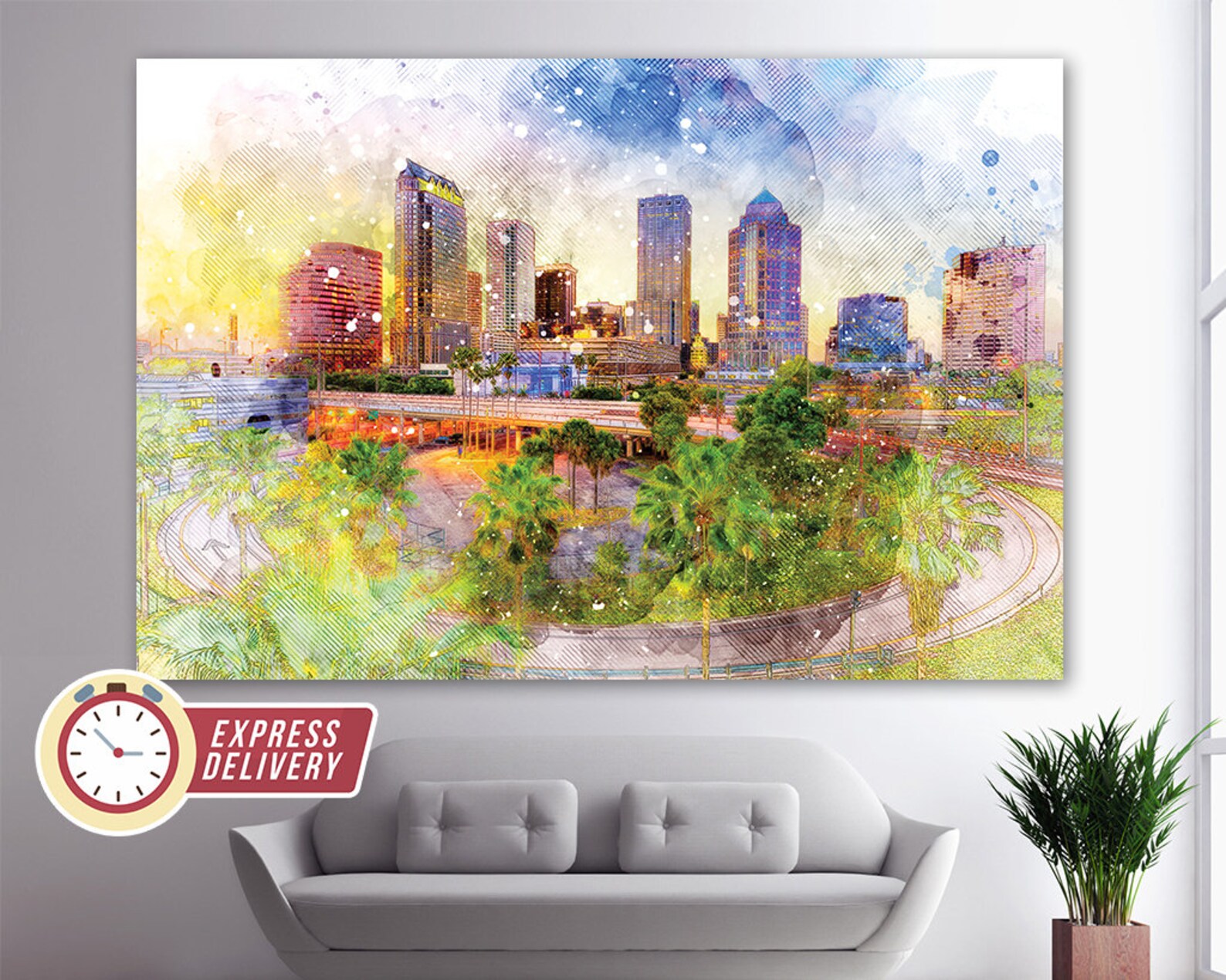 Tampa Skyline Canvas Art Tampa Print Tampa Wall Art Tampa - Etsy