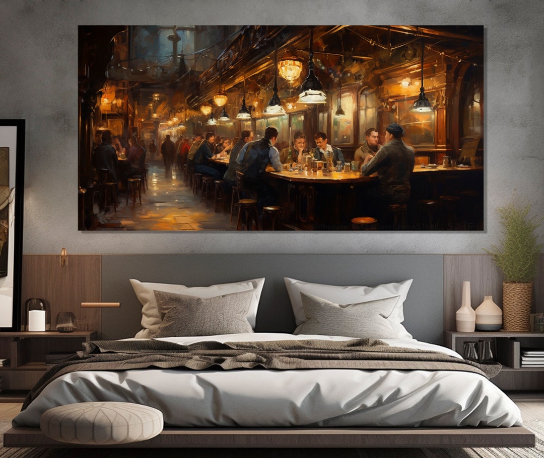 Vintage Pub Painting Printed on Canvas, Irish Pub Wall Art, Irish Gift ...