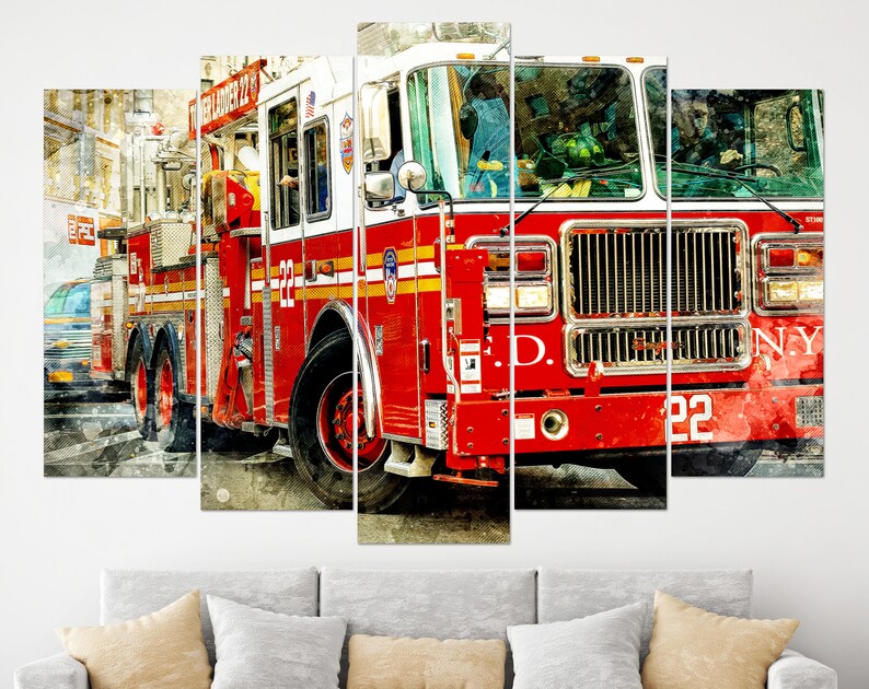 Firetruck Canvas Print Fireman Wall Art Fireman Gift - Etsy