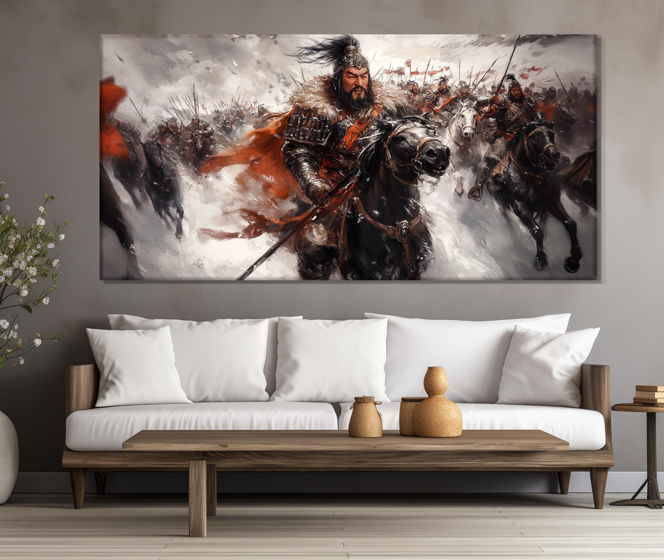 Genghis Khan and His Army Painting Printed on Canvas, Genghis Khan Wall ...