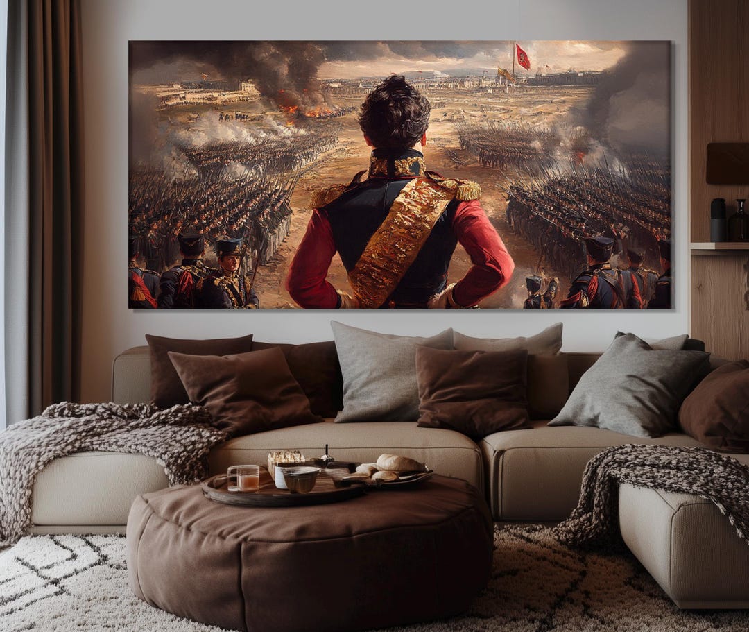 Napoleon Bonaparte in From of His Army Painting Printed on Canvas ...
