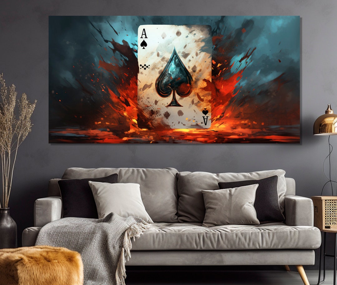 Abstract Ace of Spades Canvas Print, Casino Wall Art, Ace Painting ...