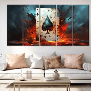 Abstract Ace of Spades Canvas Print, Casino Wall Art, Ace Painting ...