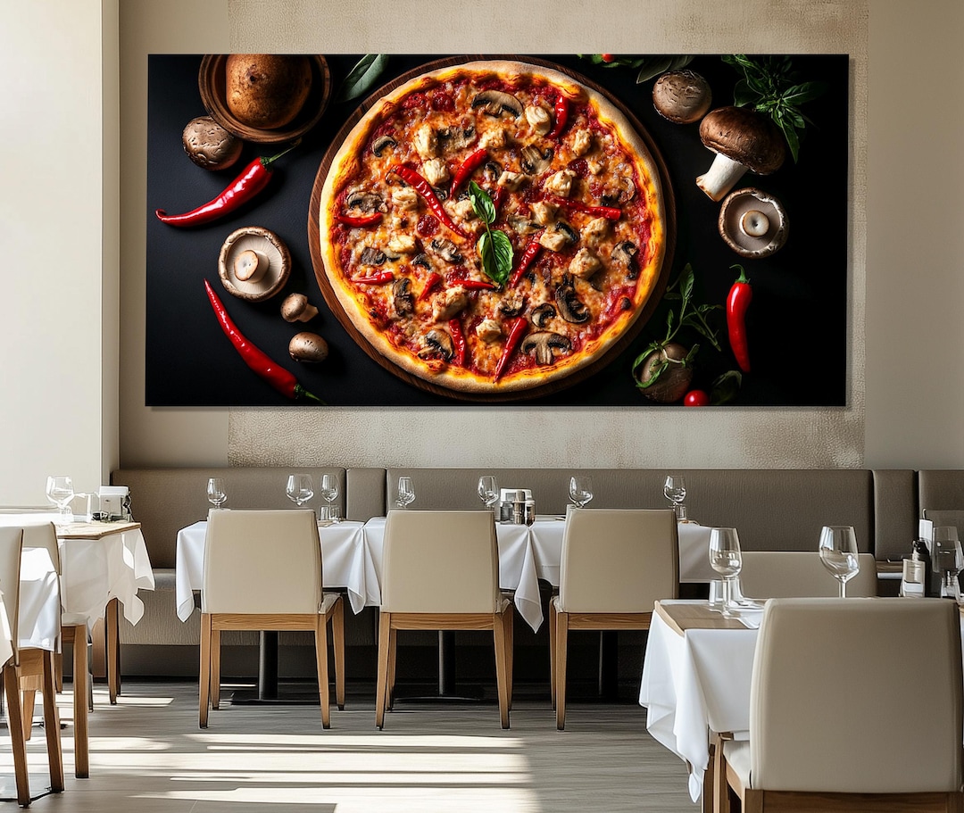 Pizza Canvas Print, Italian Restaurant Wall Decor, Kitchen Wall Decor ...