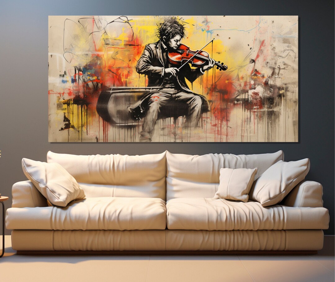 Abstract Street Violinist Graffiti Canvas Print, Violin Street Art ...