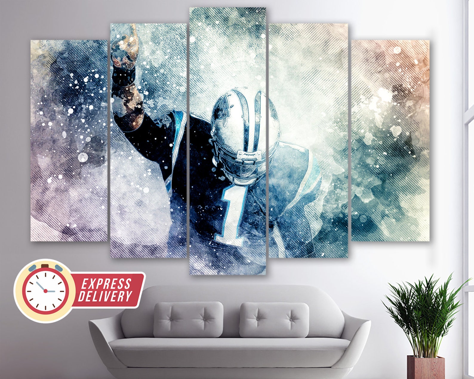 Abstract Football Player Canvas Print Football Wall Art | Etsy