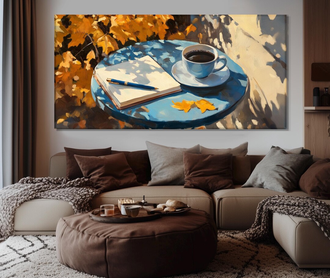 Abstract Journalism Wall Art, Reporter Table in Autumn Canvas Print ...