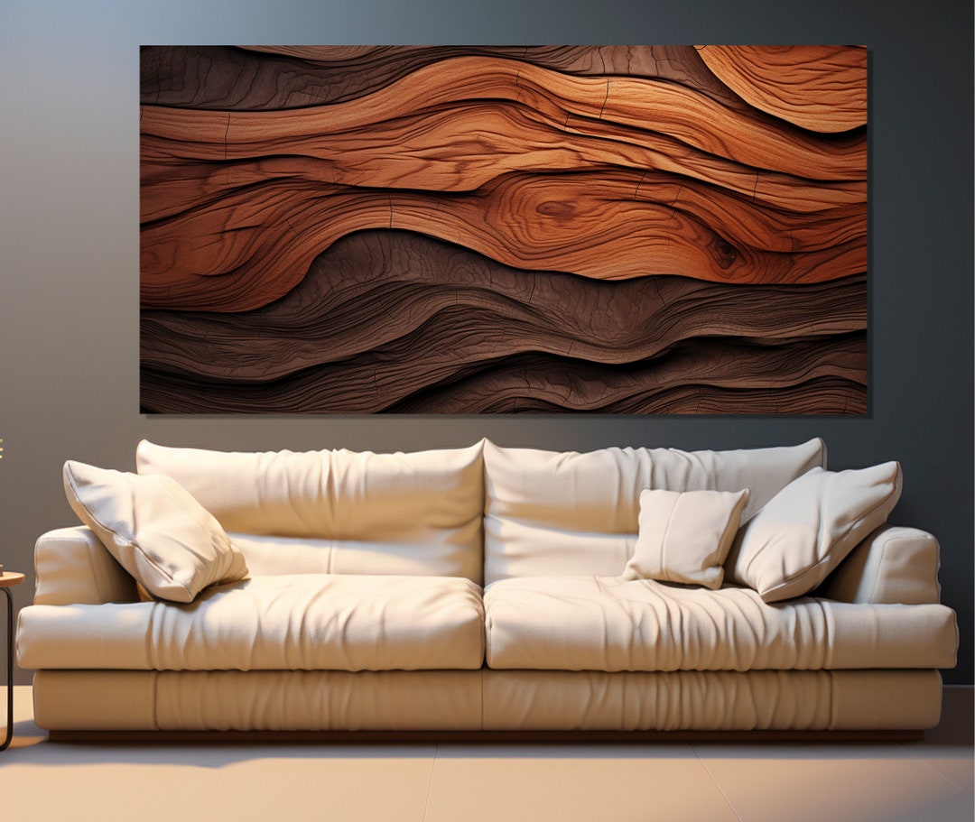 Abstract Wood Canvas Print, Wooden Texture Painting, Modern Wall Decor ...