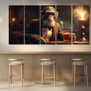 Old Monkey Gentleman in Suit With a Glass of Whiskey Canvas Print ...