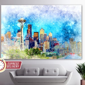 Seattle Skyline, Seattle Wall Art, Seattle Canvas Print, Seattle ...