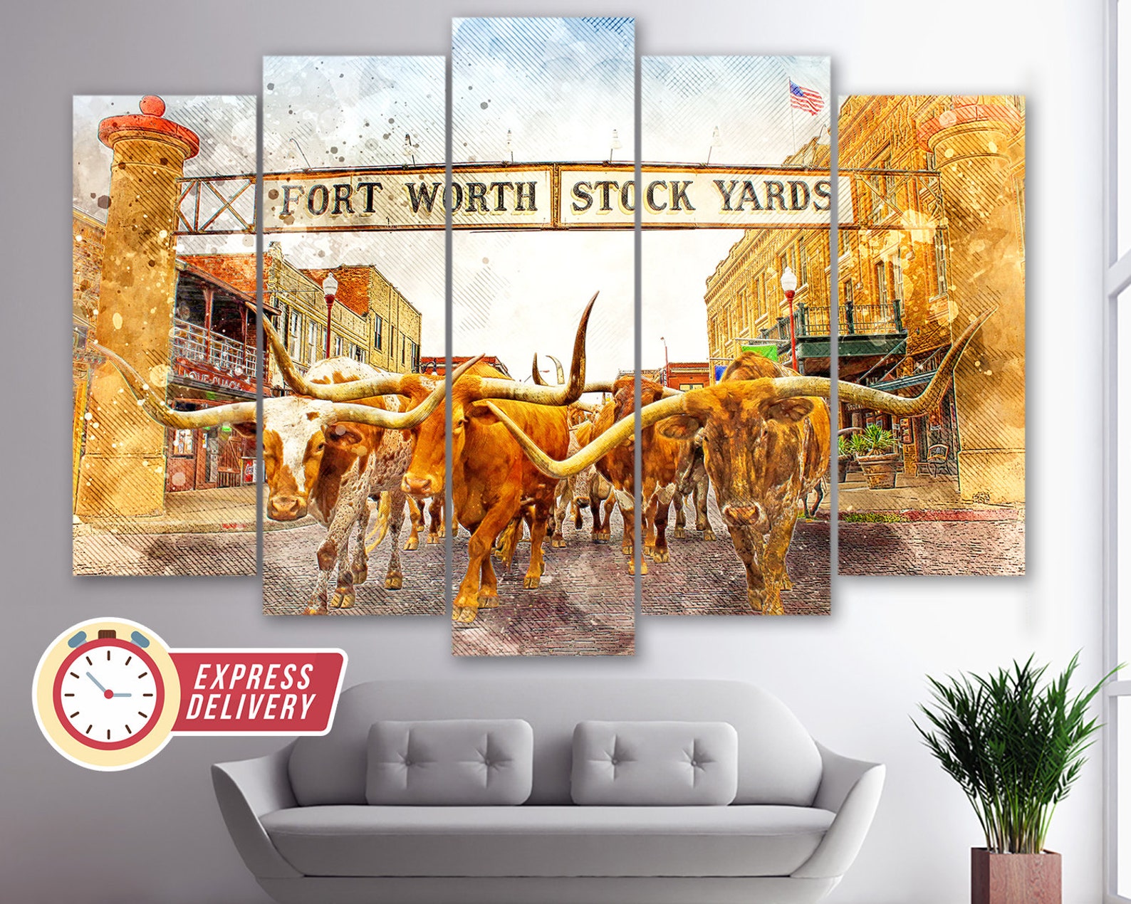 Fort Worth Bulls, Fort Worth Stockyards, Fort Worth Wall Art, Fort ...