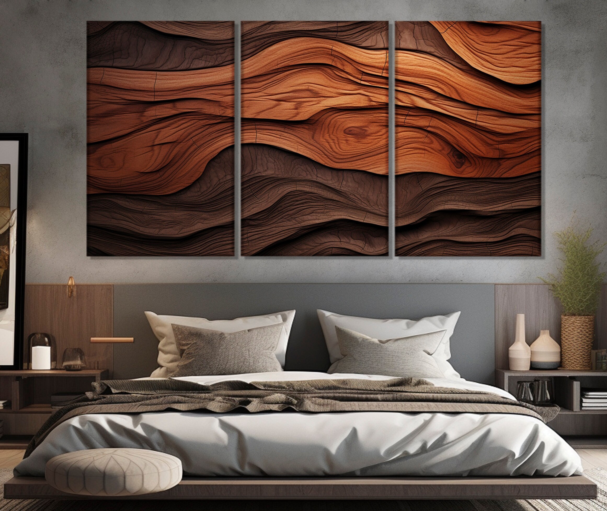 Abstract Wood Canvas Print, Wooden Texture Painting, Modern Wall Decor ...