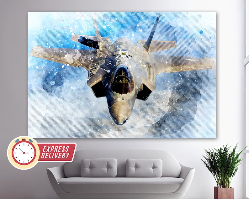 The Lockheed Martin F-35 Lightning II Canvas Art, Combat Aircraft Print ...