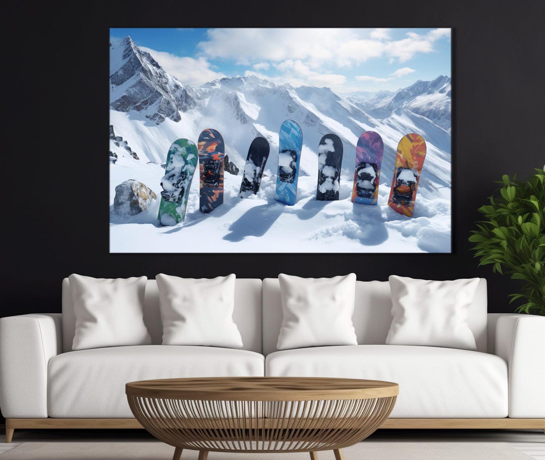 Snowboards Canvas Print, Snowboarding Wall Art, Snowboarding Poster ...