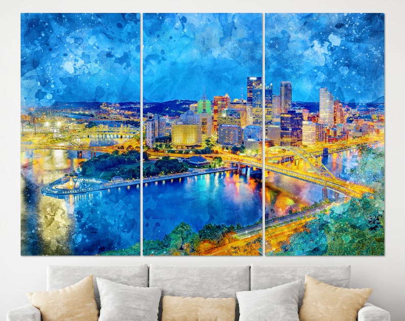 Pittsburgh Skyline, Pittsburgh Canvas Print, Pittsburgh Wall Art ...