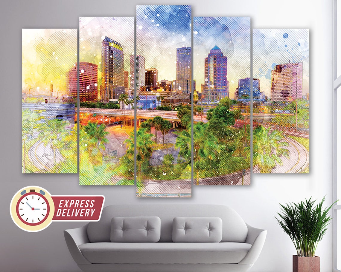 Tampa Skyline Canvas Art Tampa Print Tampa Wall Art Tampa | Etsy