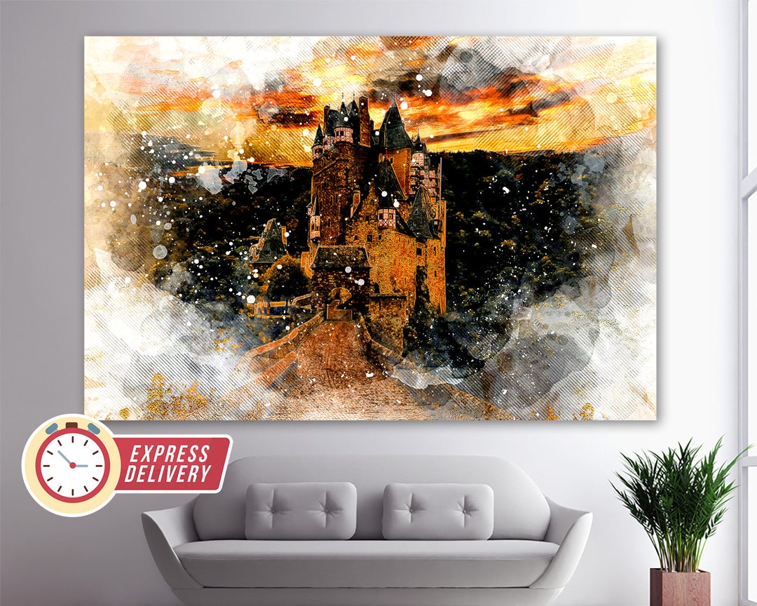Wierschem Castle in Germany Canvas Print, Gothic Castle Canvas Art ...