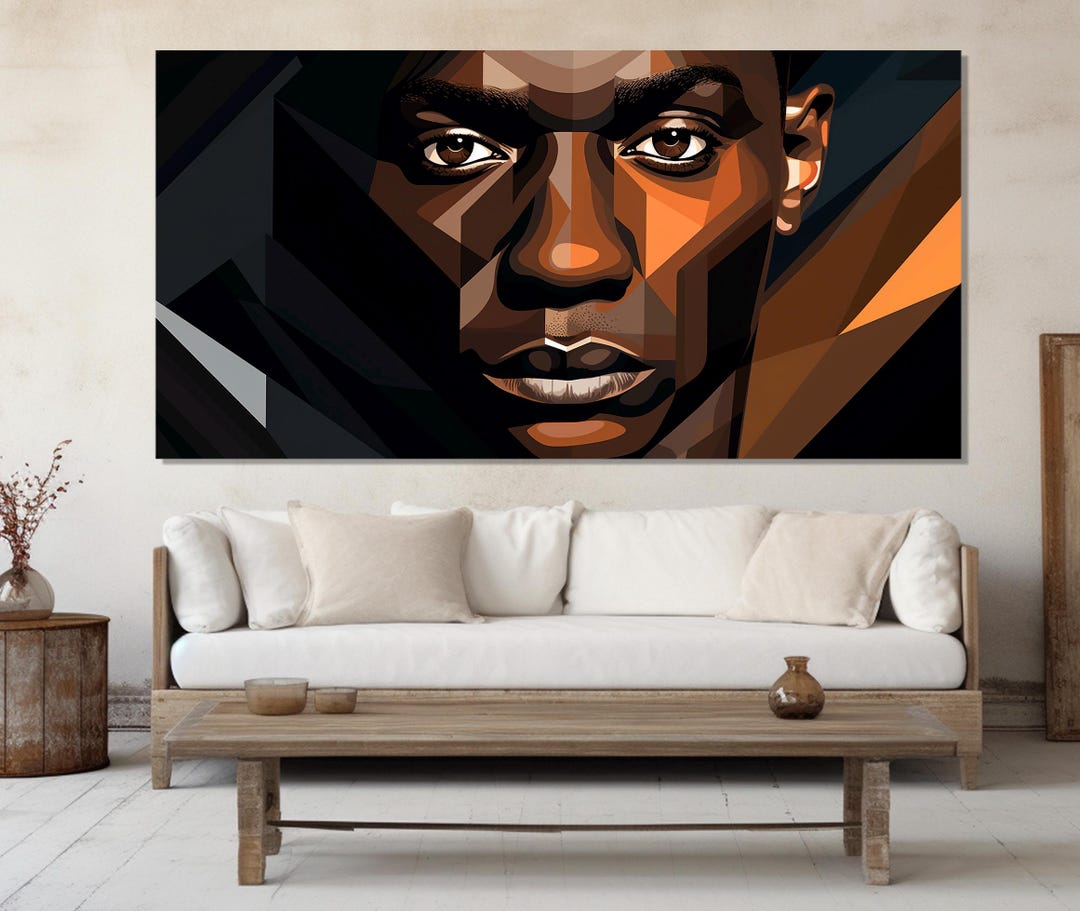 Geometric Wall Art, African Man Portrait Canvas Print, Ethnic Man ...