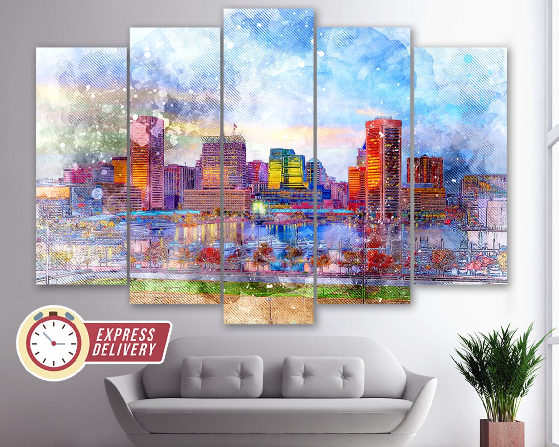 Baltimore Canvas Print Baltimore Skyline Baltimore Wall Art - Etsy