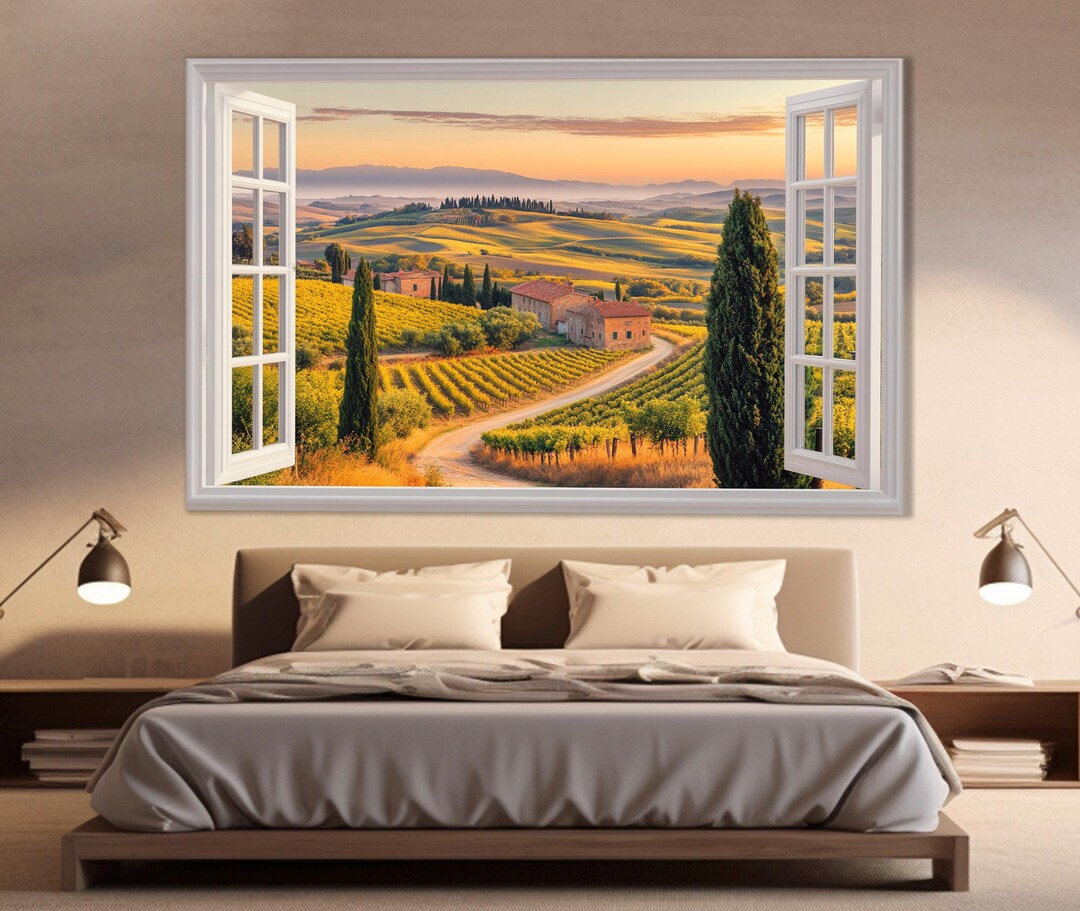 Tuscany View From Open Window Canvas Print, Tuscany Landscape Painting ...
