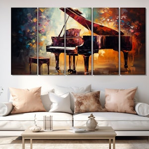 Abstract Piano Canvas Print, Music Wall Art, Vintage Piano Painting ...
