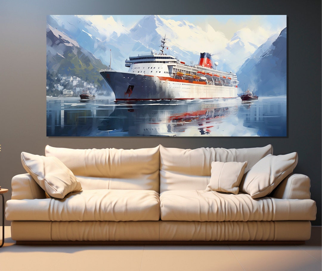 Modern Cruise Ship Painting Printed on Canvas, Cruise Ship Painting ...
