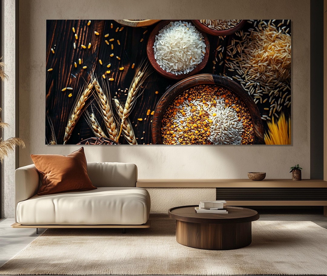 Rice Wall Art, Sorghum, Rice and Wheat Canvas Print, Cereals Wall Art ...