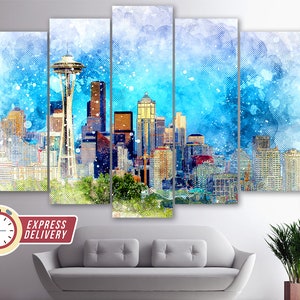 Seattle Skyline, Seattle Wall Art, Seattle Canvas Print, Seattle ...