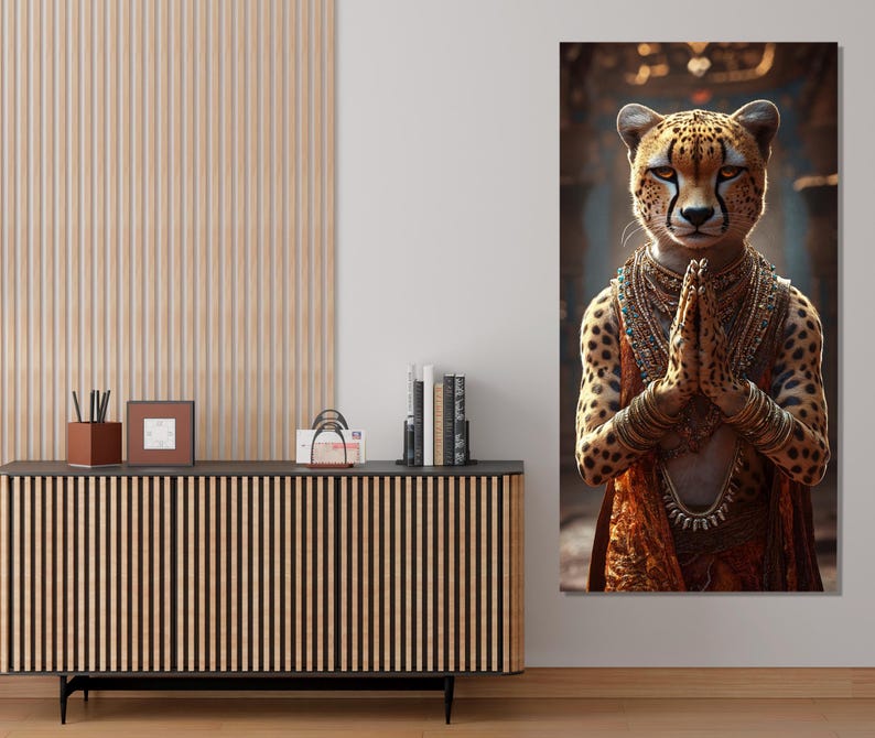 Cheetah in Indian National Dress Canvas Print, Animals Wall Art ...